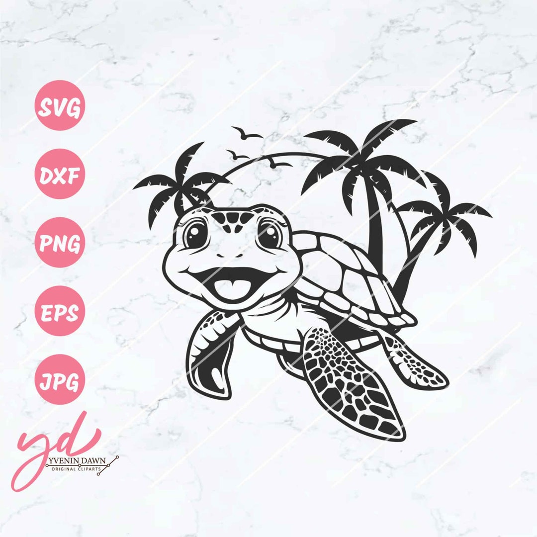 Adorable Turtle Svg Png | Cute Turtle Svg | Summer Svg | Turtle Svg ...