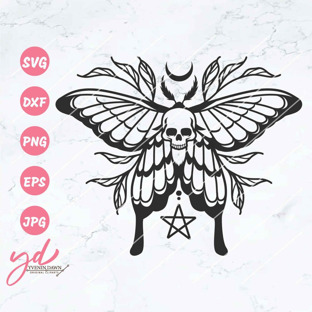 Skull Moth Svg | Moth Svg | Halloween Svg | Skull Svg | Pagan Magic ...