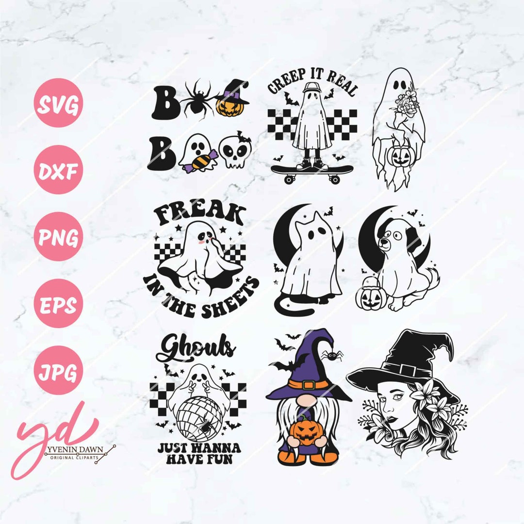 Halloween Bundle Svg Png Ghost Svg Witch Svg Ghost Cat Dog Svg Floral ...