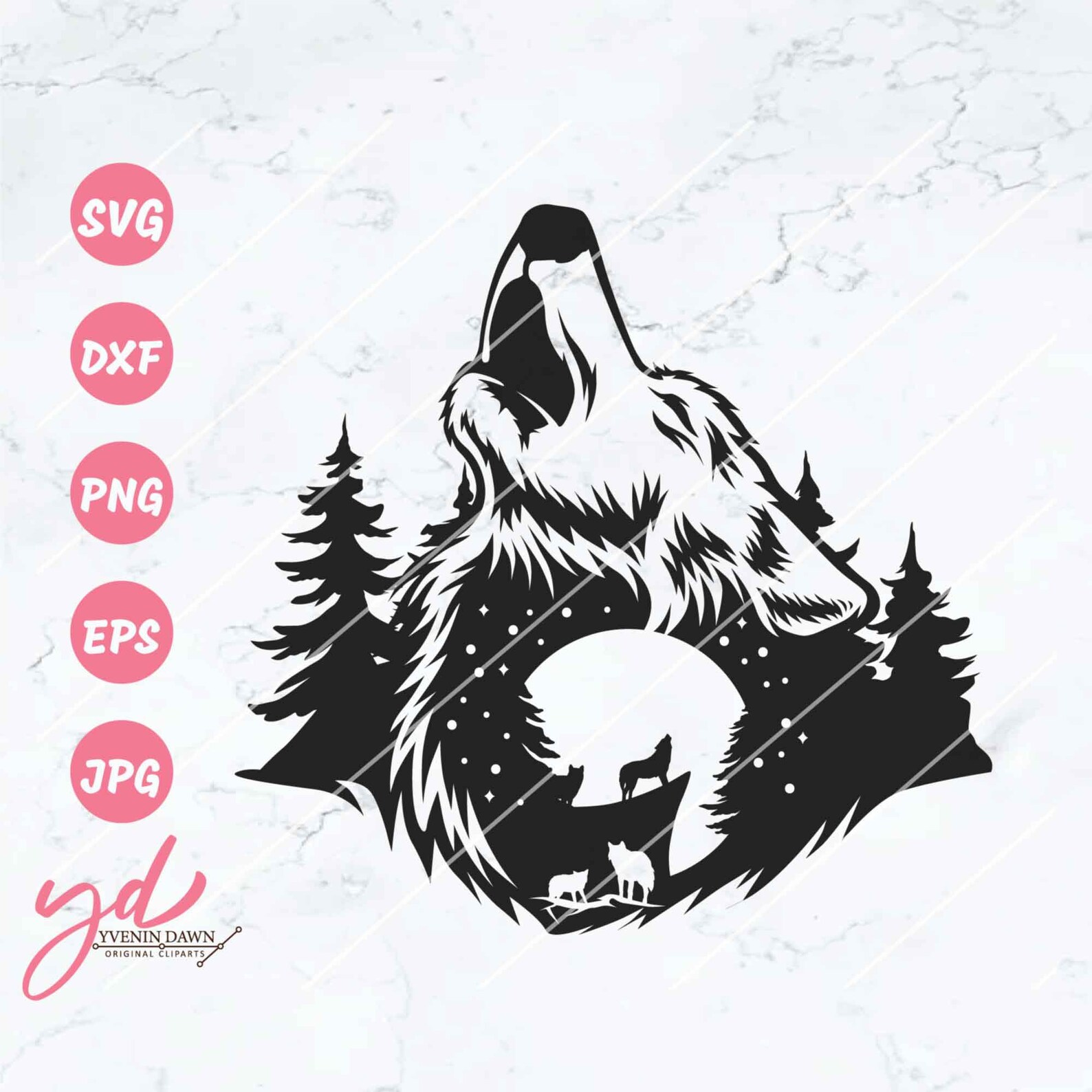 Howling Wolf Svg Png Wolf Scene Svg Wolf Svg Wolf Pack - Etsy