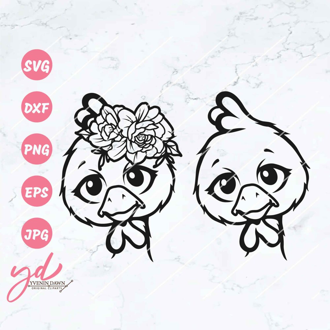 Cute Floral Chicken Svg | Chicken Svg | Cute Chicken Face Svg | Chicken ...