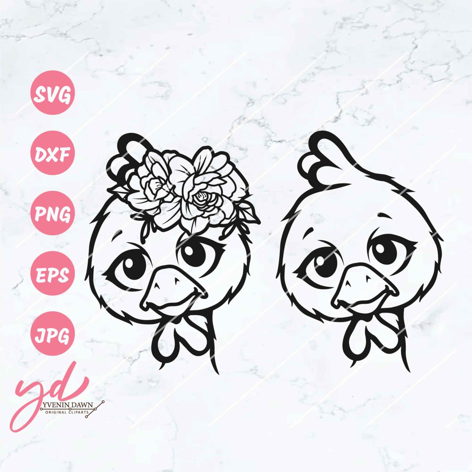 Cute Floral Chicken Svg | Chicken Svg | Cute Chicken Face Svg | Chicken ...