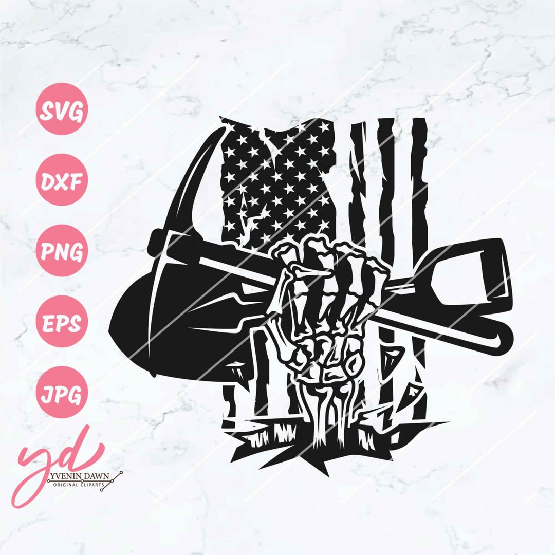 US Mining Skeleton Hand Svg | Us Miner Mining Svg | Skeleton Hand Svg ...
