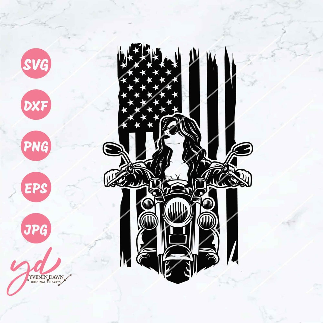 US Girl Biker Svg | Girl Rider Svg | Biker Svg | Biker Clipart | Biker ...