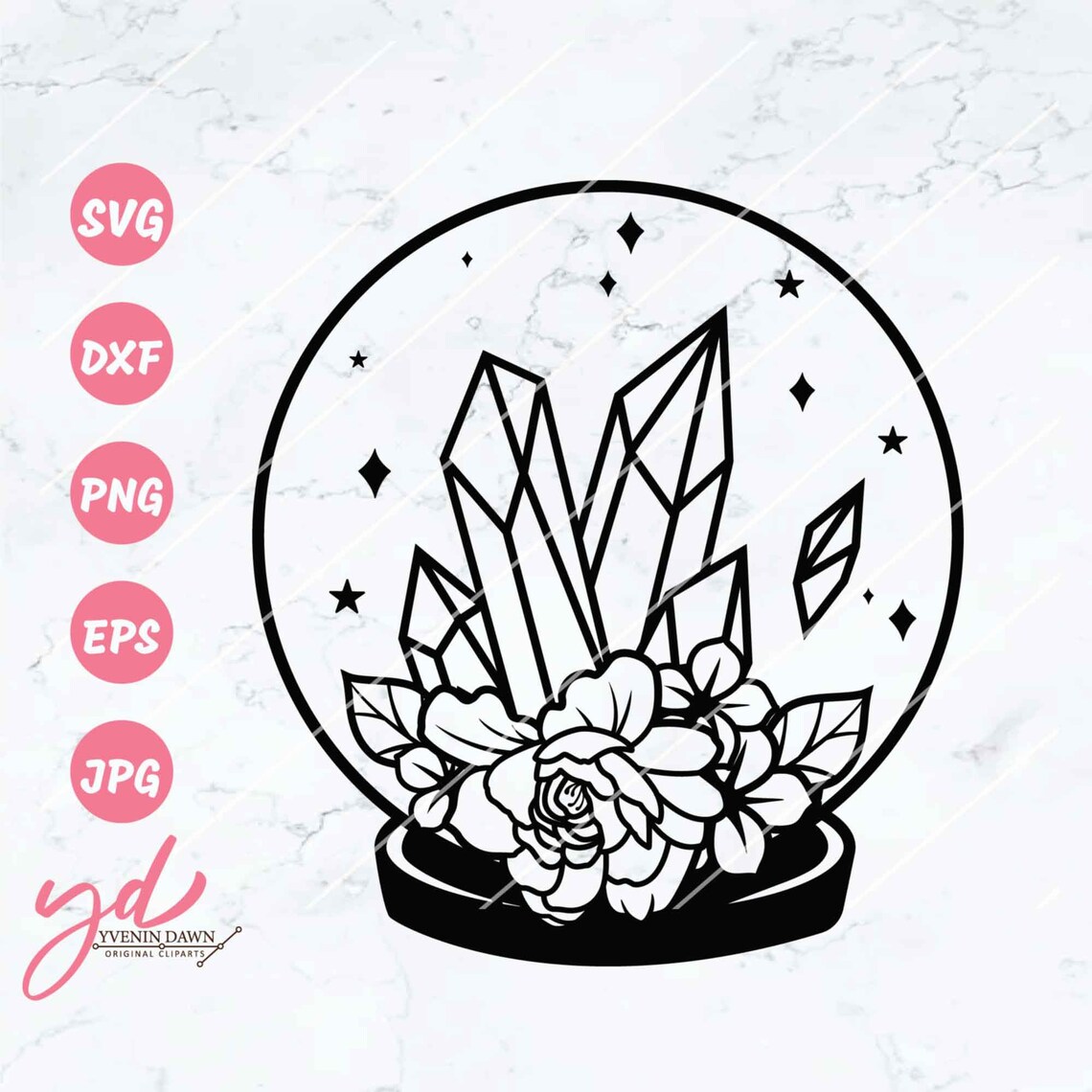 Crystal With Flower Svg Crystal Ball Svg Mystical Svg - Etsy