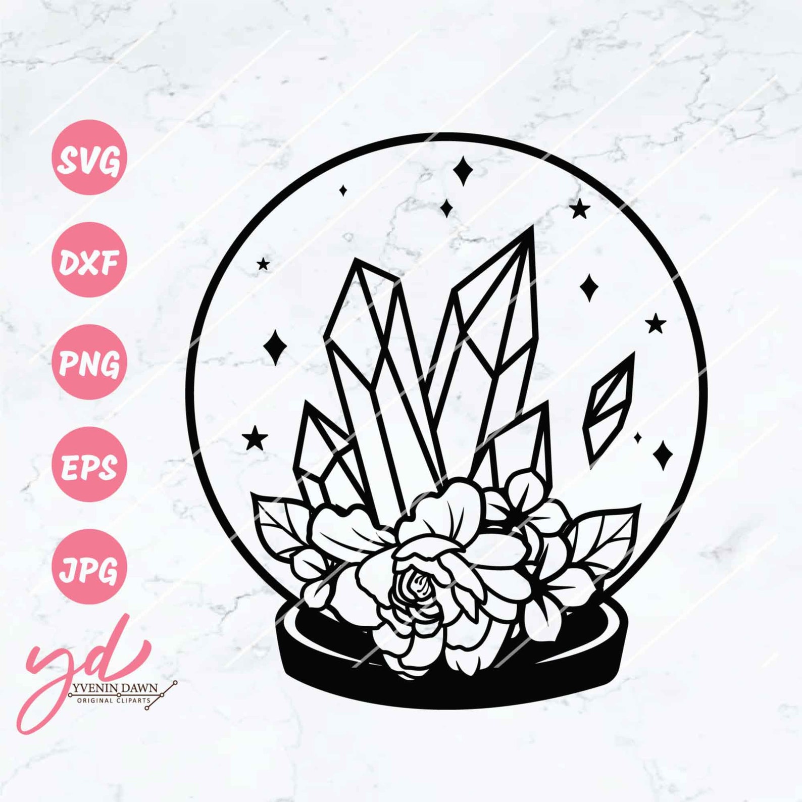Crystal With Flower Svg Crystal Ball Svg Mystical Svg - Etsy