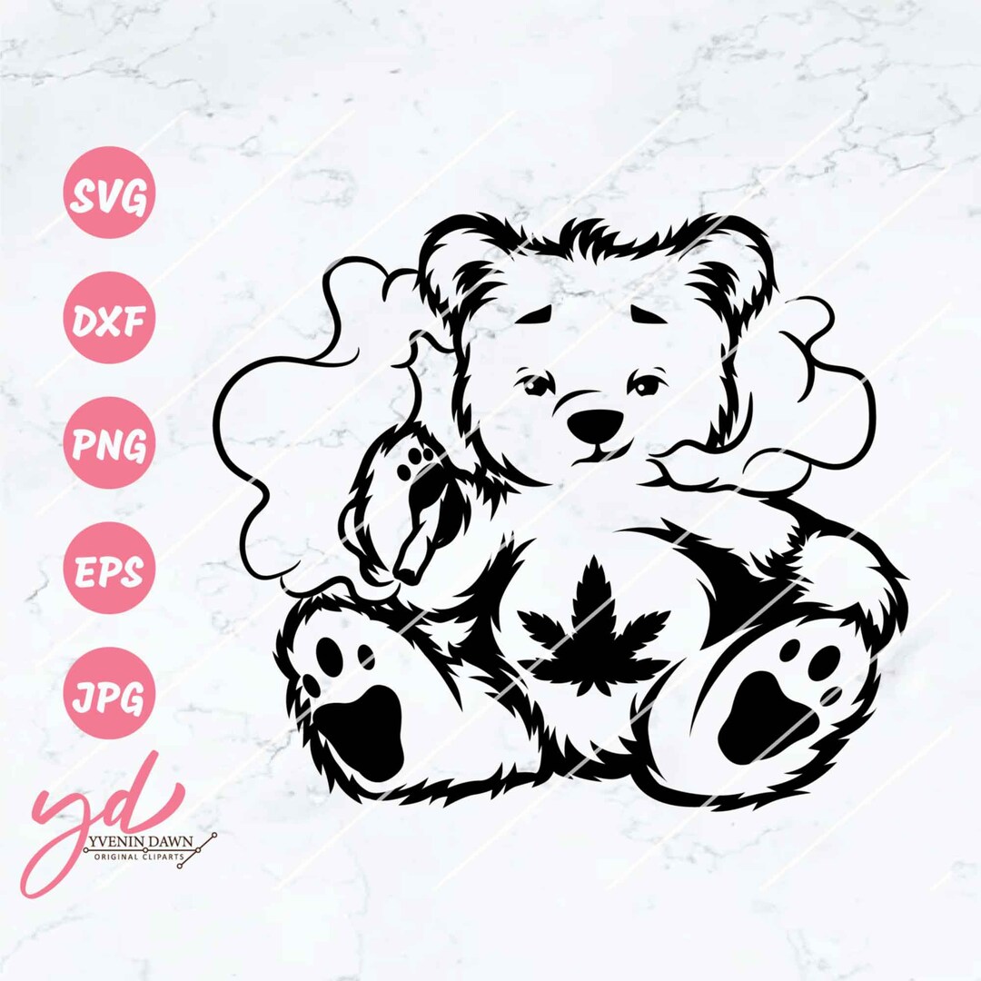 Smoking Bear Svg Cannabis Bear Svg Weed Cut File Cannabis Svg Weed Svg ...
