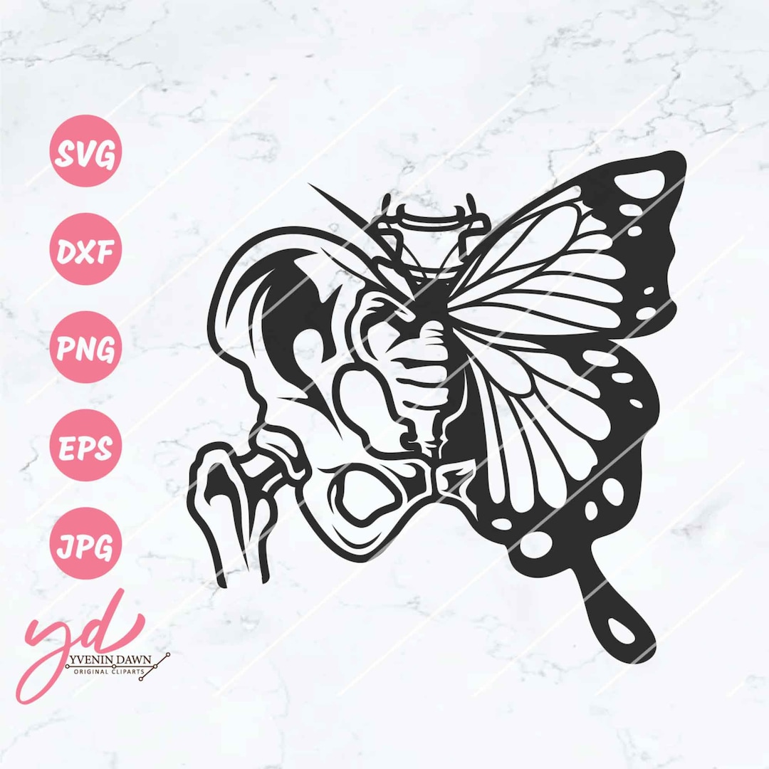 Hip Bone Butterfly Svg Png | Hip Bone Svg | Skeleton Svg | Butterfly ...