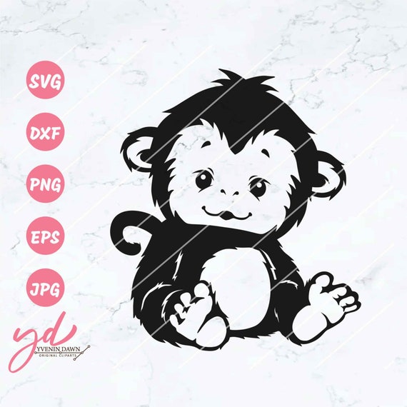 Cute Monkey Sitting Svg Cute Monkey Svg Monkey Svg Baby - Etsy