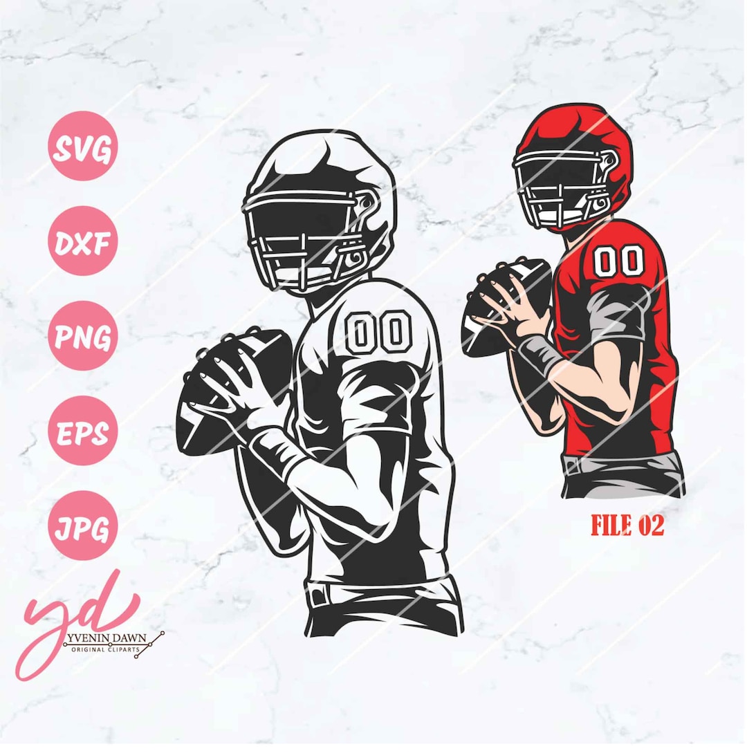 Custom Football Player SVG: Team Colors, Layered Design (digital Files ...