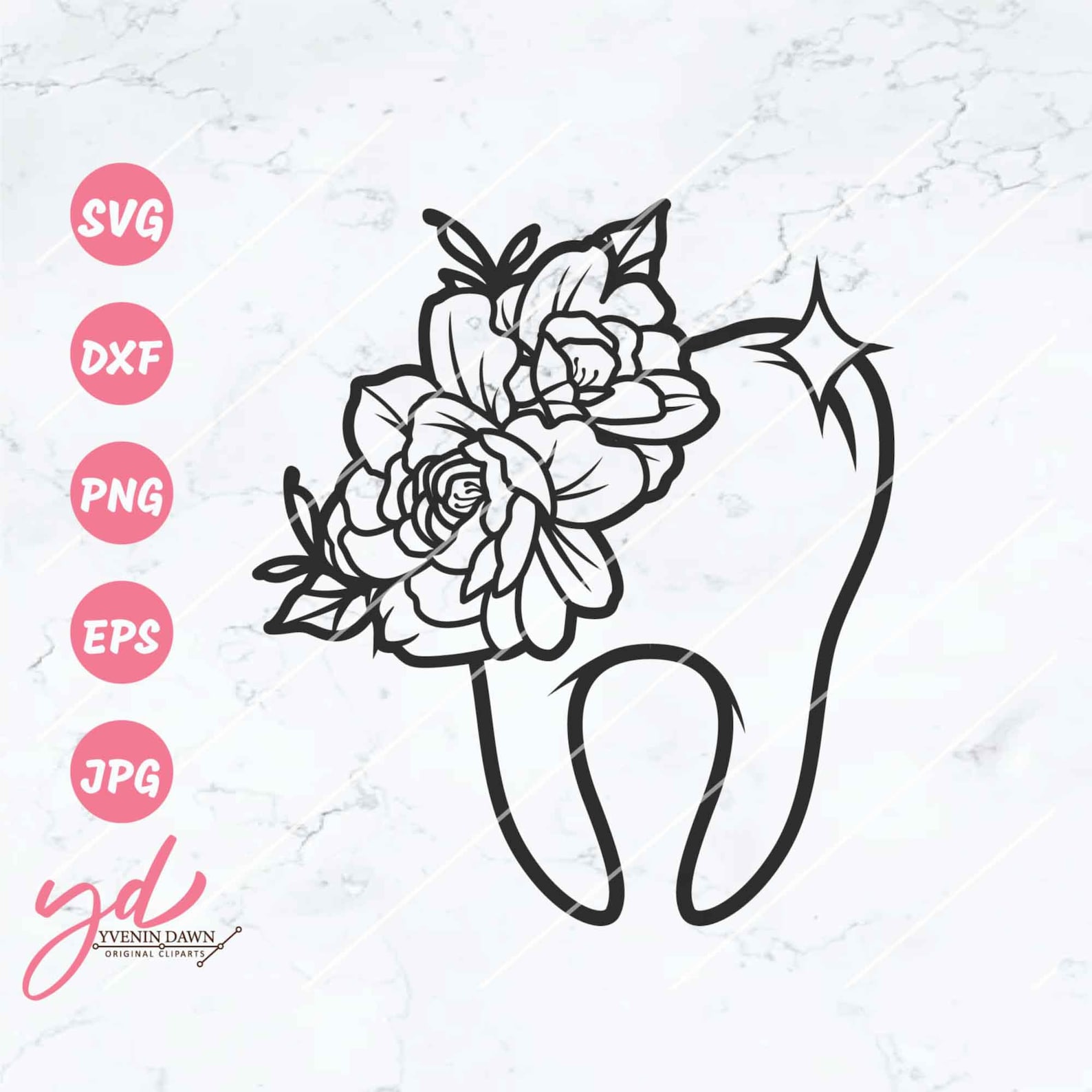 Floral Tooth Svg Png Floral Dentist Svg Dentistry Svg - Etsy