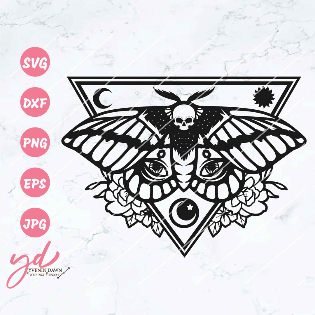 Mystical Moth Svg | Celestial Moth Svg | Skull Svg | Death Head Moth ...