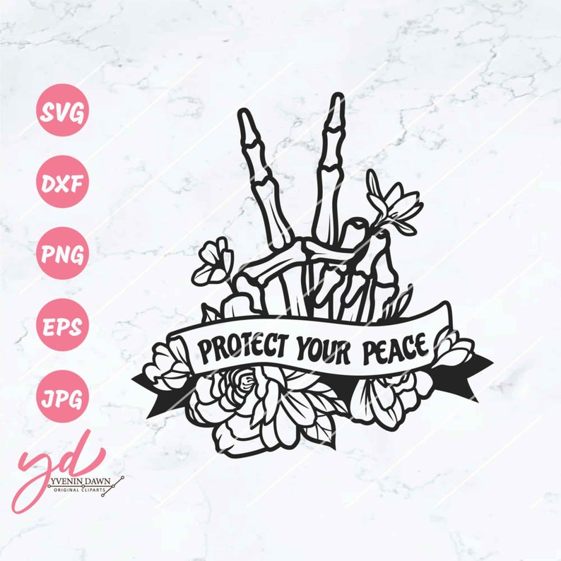 Protect Your Peace Svg Png Skeleton Hand Peace Sign Svg - Etsy