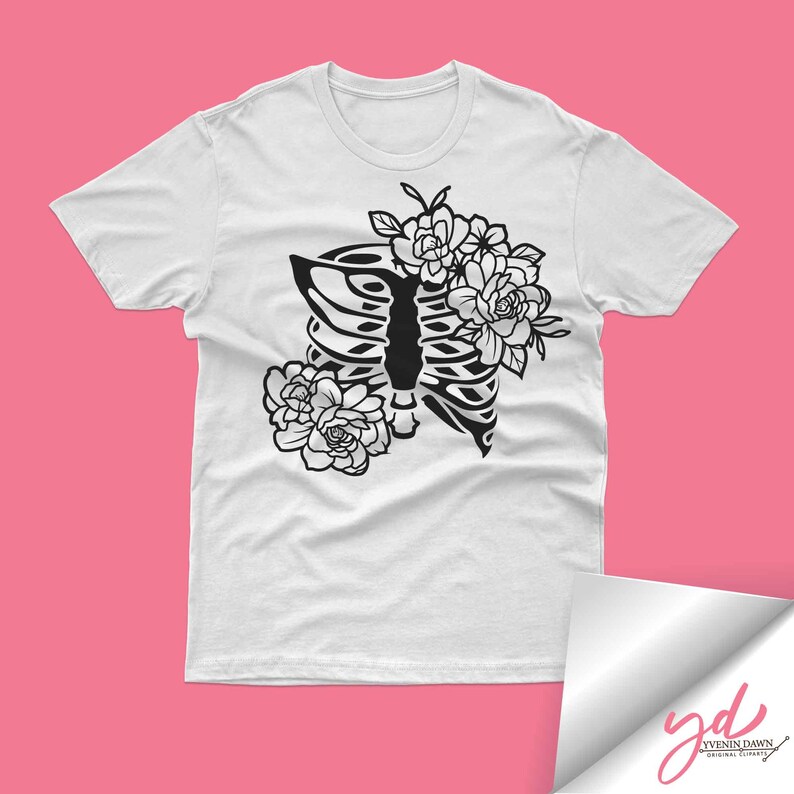 Rib Cage Floral Svg 2 Ribcage With Flowers Svg File Floral - Etsy