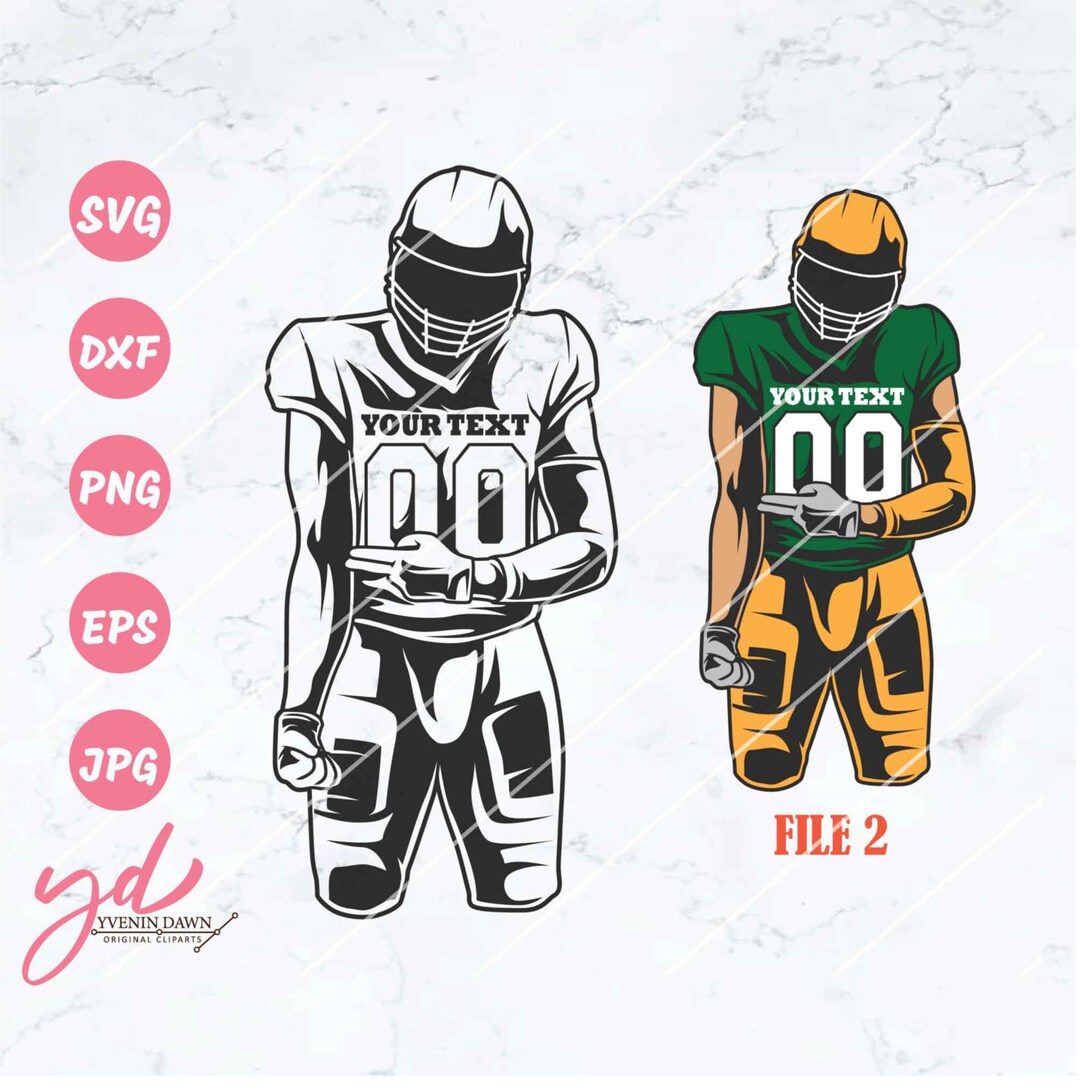 Custom Football Player SVG: Team Colors, Personalized Design (digital ...