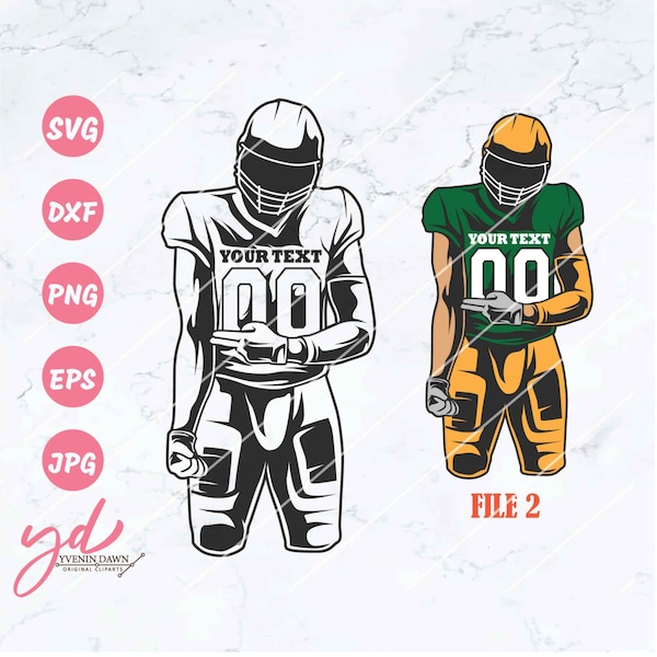 Layered Football Player Svg - Etsy