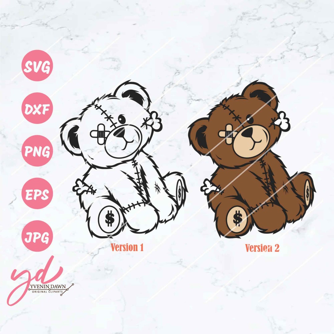 Teddy Bear Svg Png | Beaten Teddy Bear Svg | Teddy Bear With Stitches ...