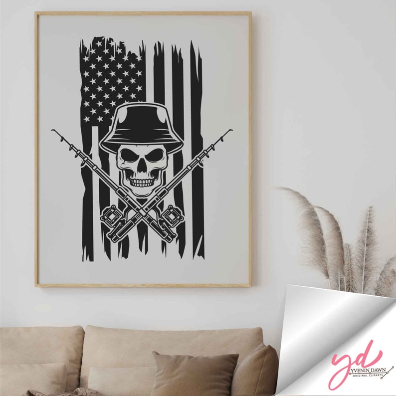 US Fisherman Skull Svg Fishing Skull Svg Bass Fishing Svg | Etsy