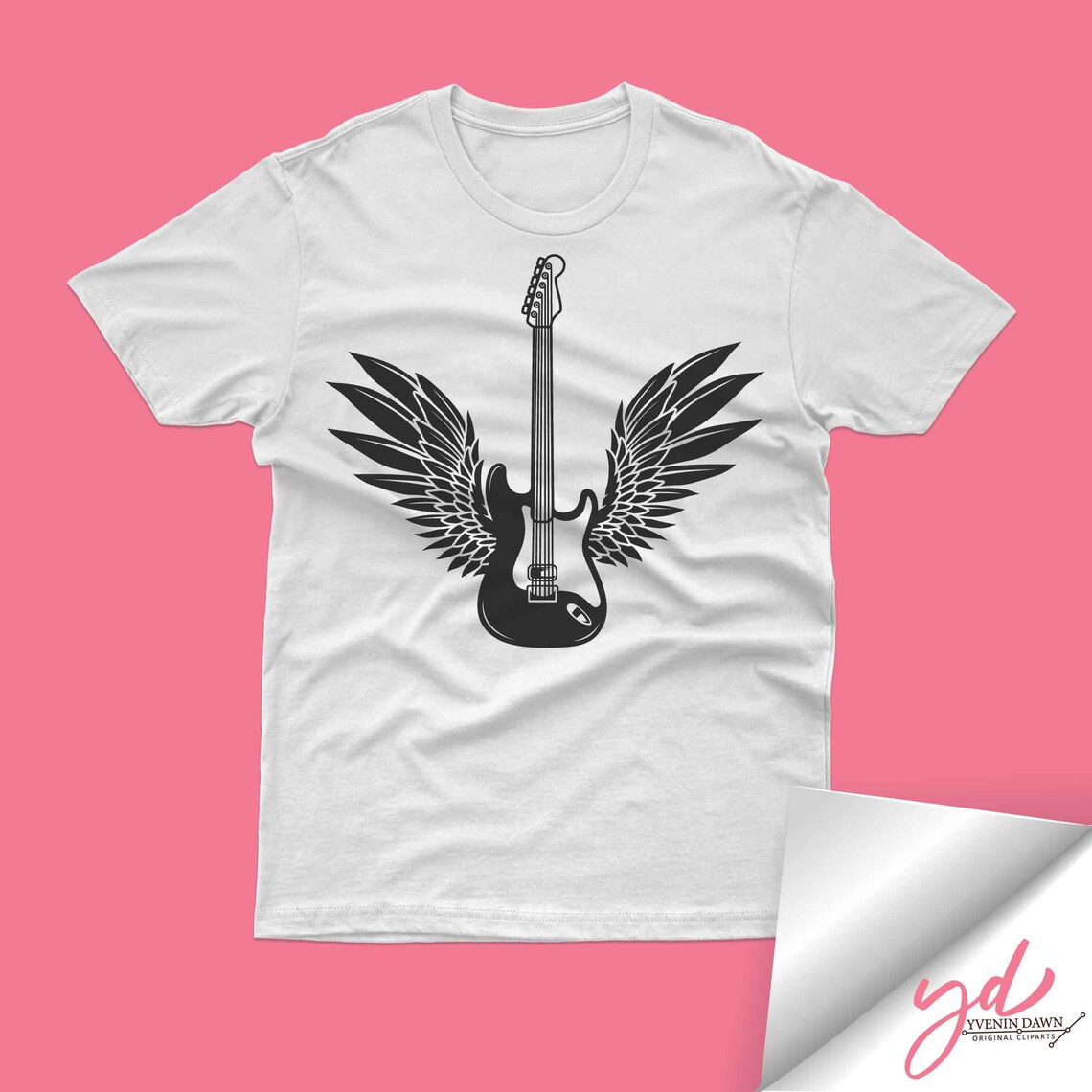 Electric Guitar and Angel Wings Svg: Music Lover Design (digital ...