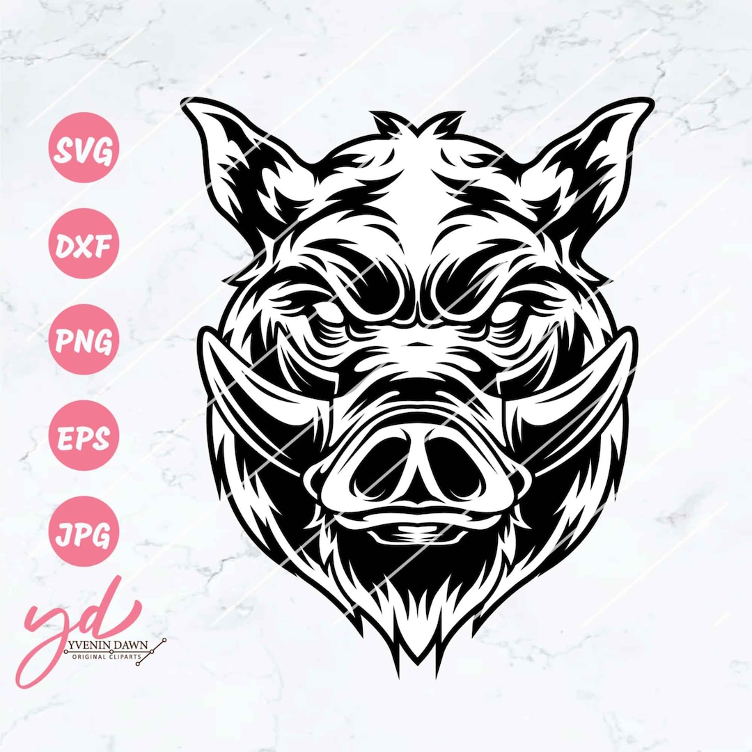 Wild Boar Head SVG: Razorback Mascot Vector Design (digital Files) - Etsy