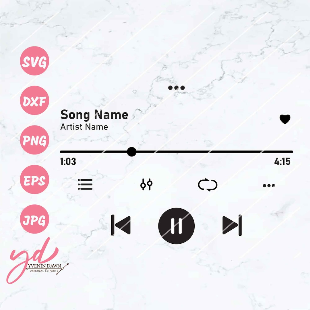 Music Player SVG: Audio Control Buttons, Song/album Cover (digital ...