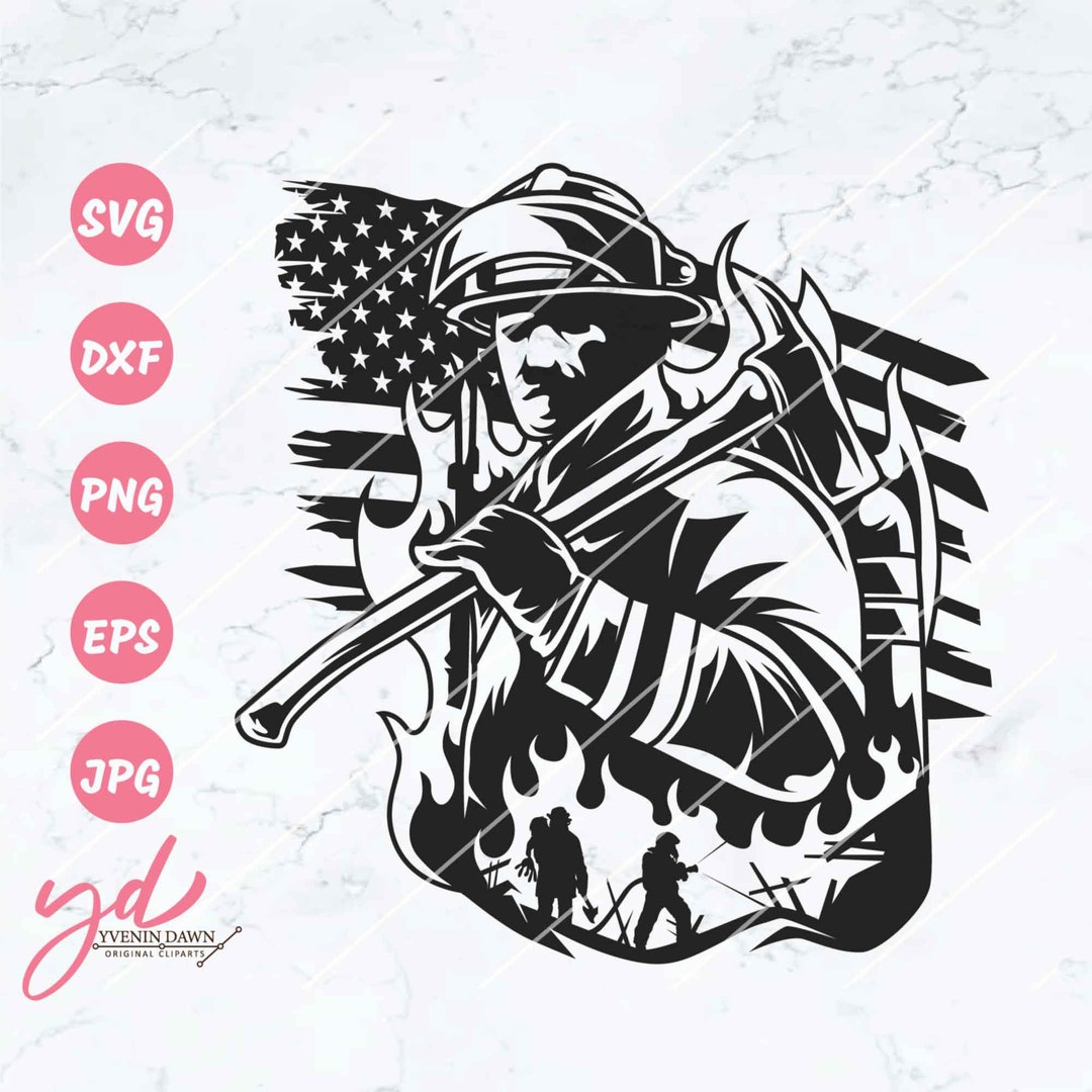 US Fire Fighter Svg | Fireman Svg | Fire Fighter Clipart | Fire Fighter ...