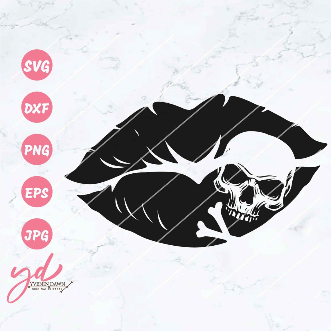 Skull Lips Kiss SVG Print: Cricut Ready Digital Download - Etsy