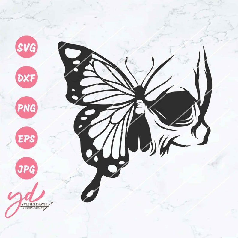 Skull Butterfly Svg Png Skull Svg Butterfly Svg Human - Etsy