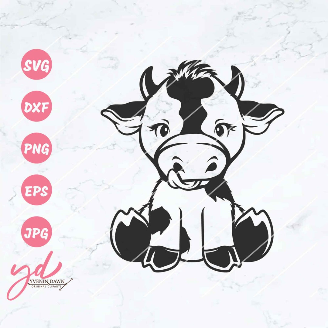 Cute Cow Sitting Svg Png 2 | Cow Svg | Farm Animal Svg | Farm Cow Svg ...