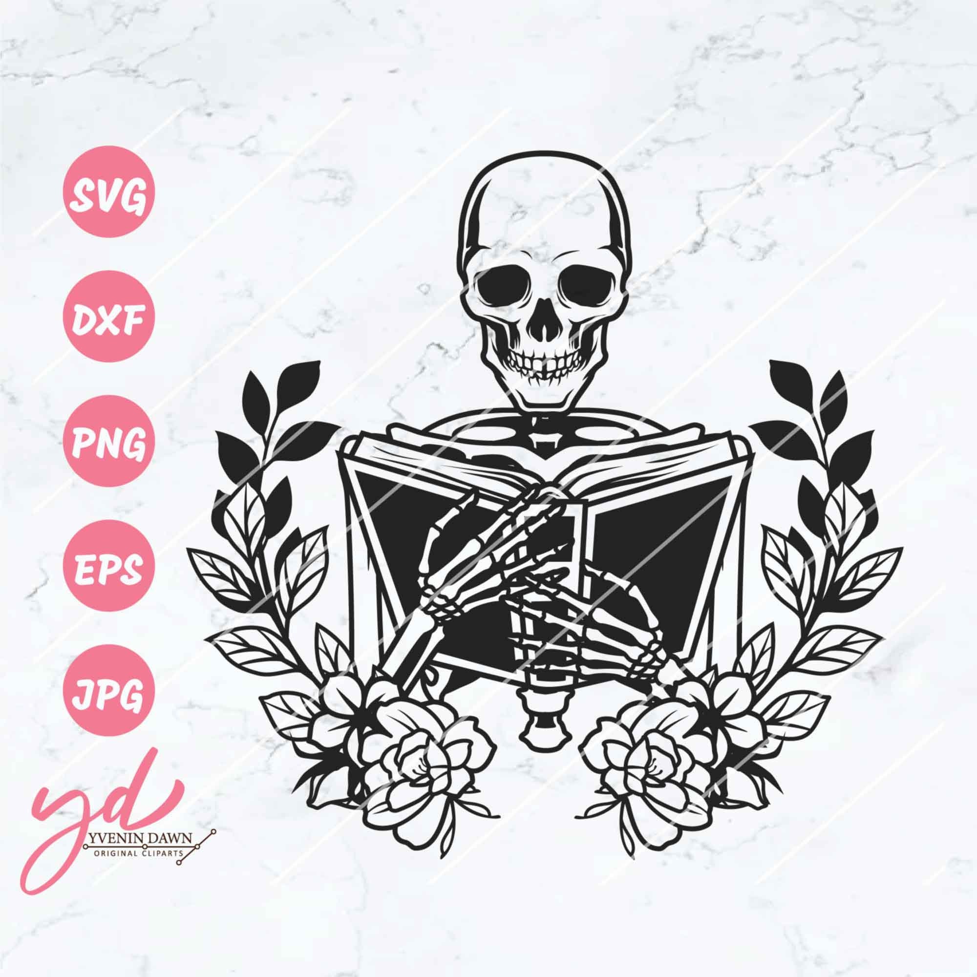 Floral Skeleton Reading a Book Svg Book Lover Svg Reading - Etsy Australia