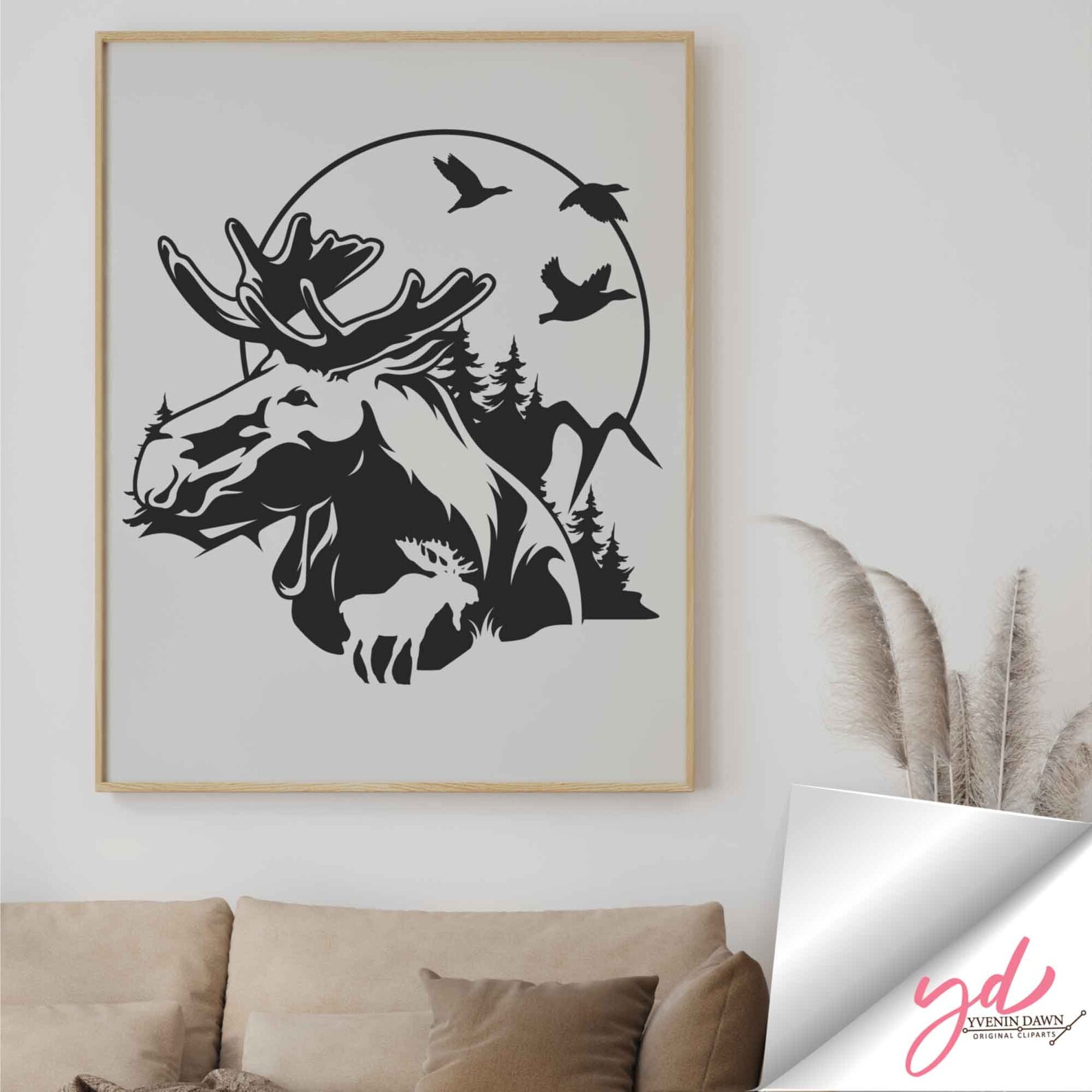 Moose Svg Moose Outdoor Svg Outdoor Scene Svg Mountain - Etsy