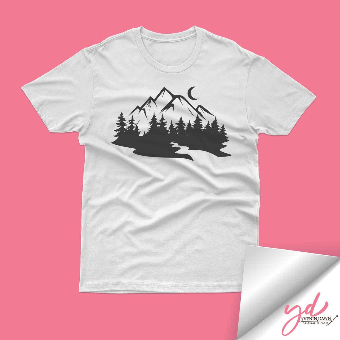 Mountains and Forest Scene SVG PNG: Outdoor View Clipart (digital ...