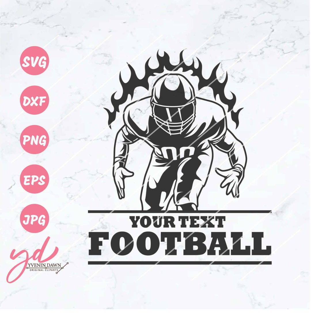 Football Player Split Monogram Svg: Sports Border Design (digital ...