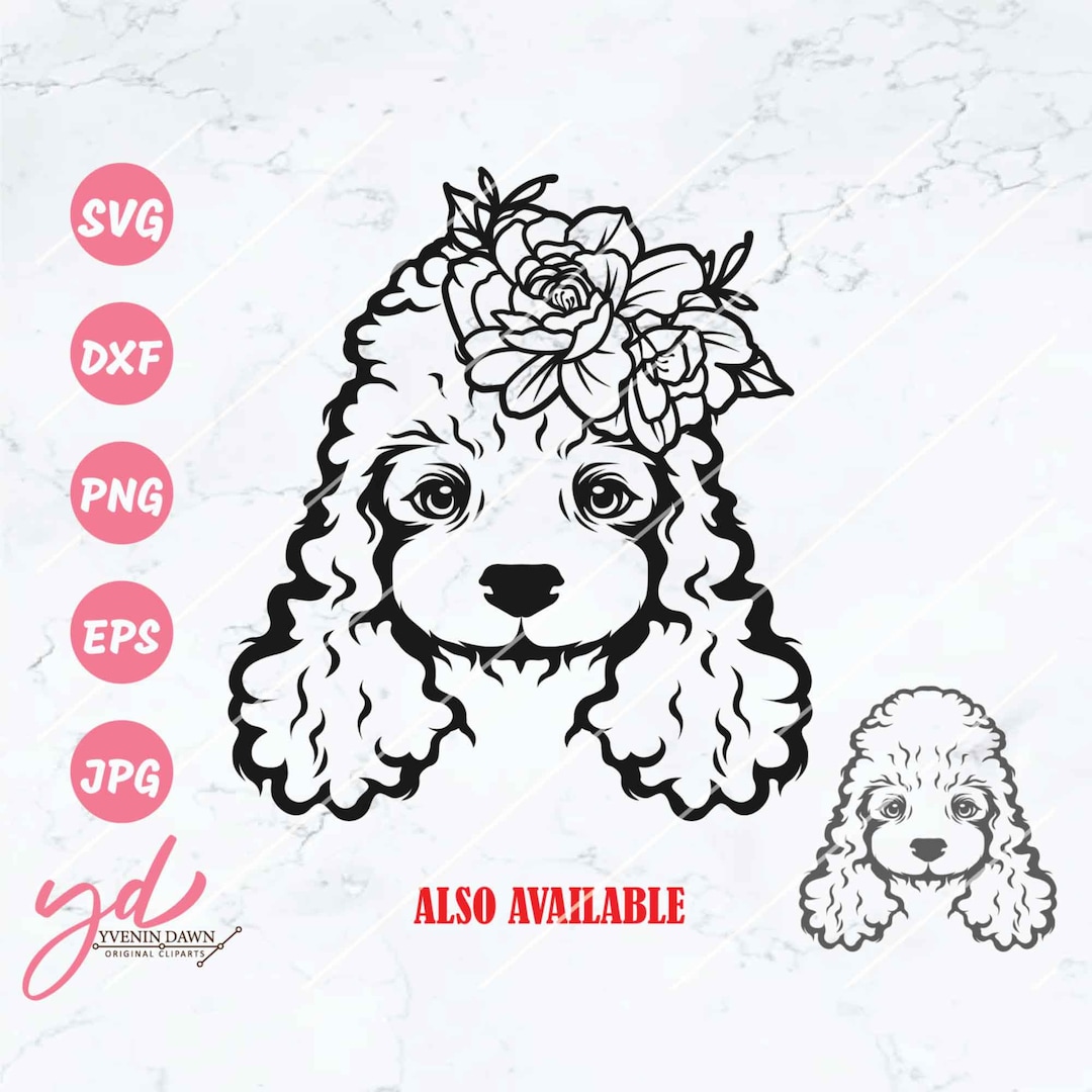 Cute Floral Poodle Svg Png | Floral Baby Poodle Svg | Dog Svg | Pet Svg ...