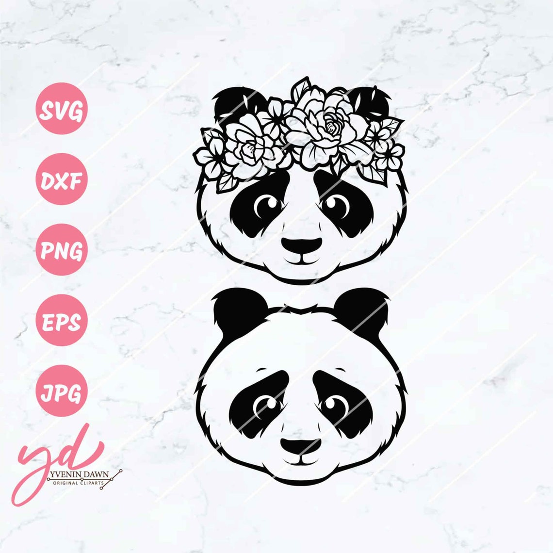 Panda Svg Cute Panda Face Svg Floral Panda Svg Panda - Etsy