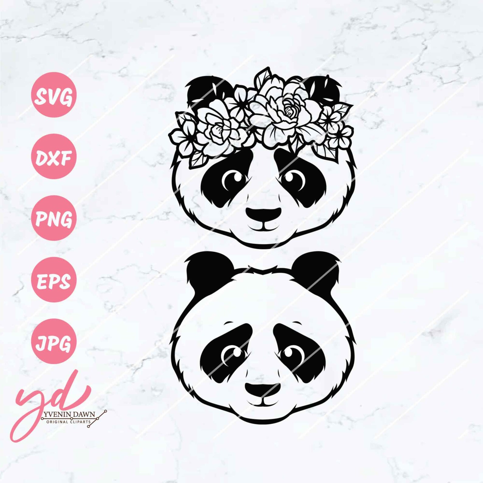 Panda Svg Cute Panda Face Svg Floral Panda Svg Panda - Etsy