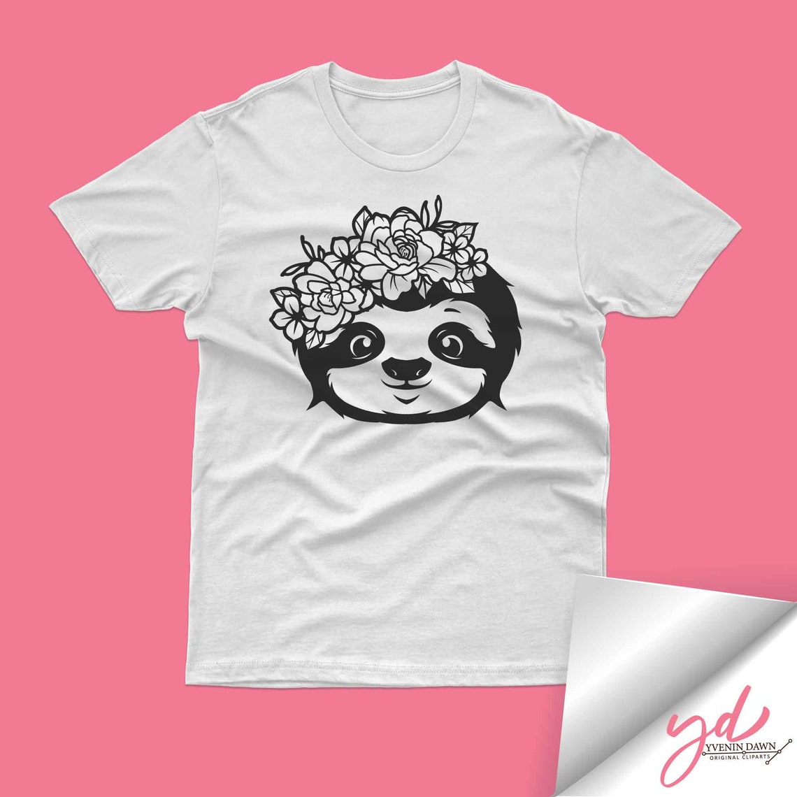 Floral Sloth Svg Sloth With Flowers Svg Sloth Svg Baby - Etsy