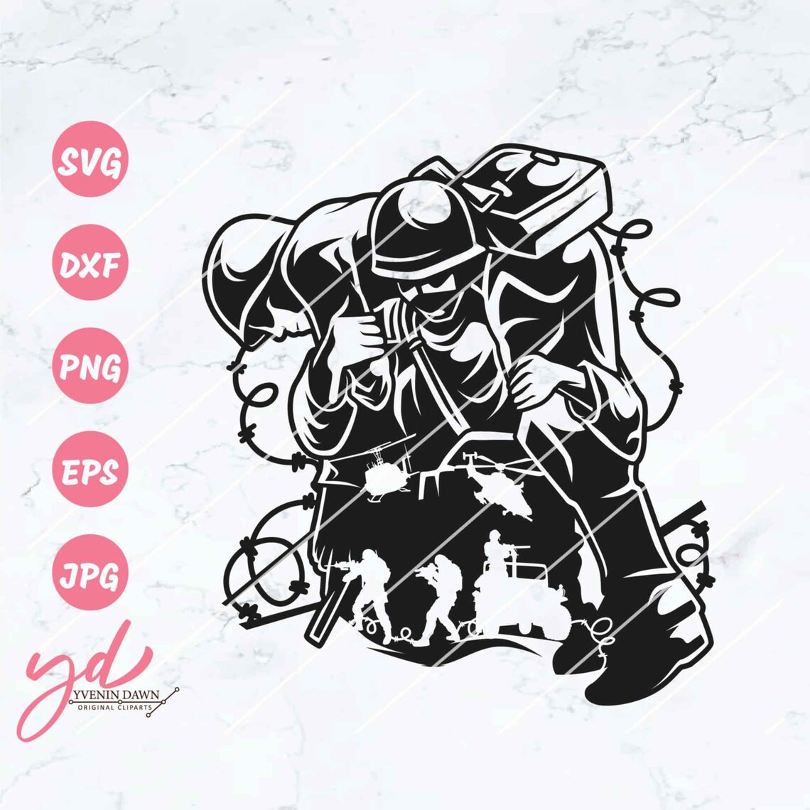 Military Rescue Scene SVG PNG: Patriotic Veteran War Zone Design ...