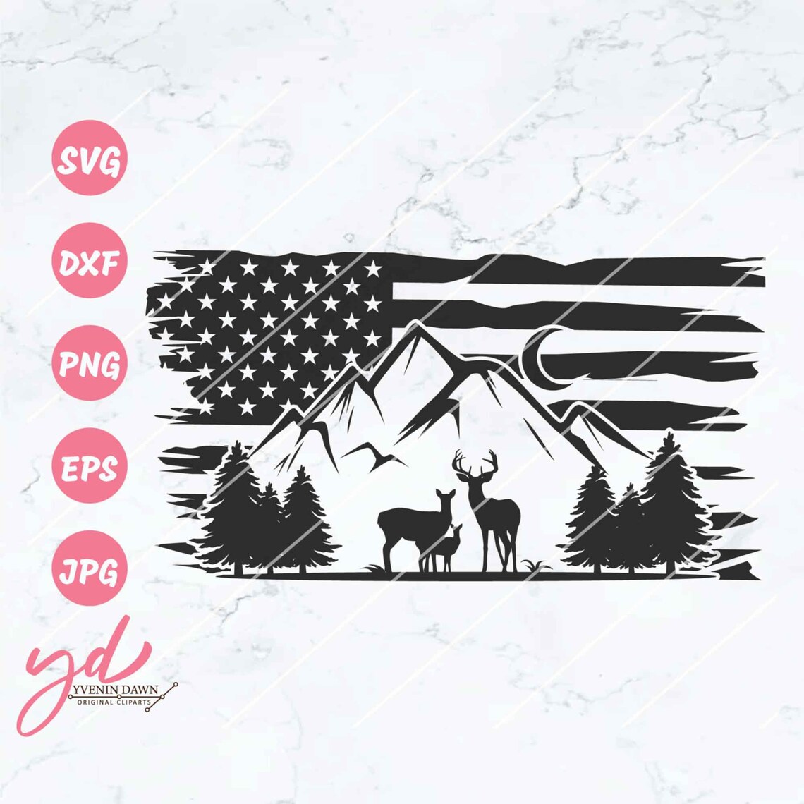 US Deer Scene Svg Png US Outdoor Scene Svg Deer Svg - Etsy