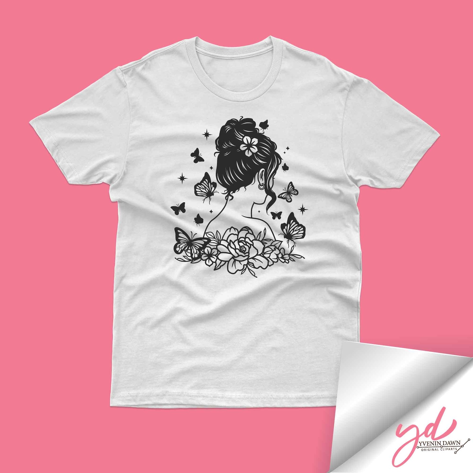 Woman With Florals and Butterfly Svg Floral Woman Svg - Etsy