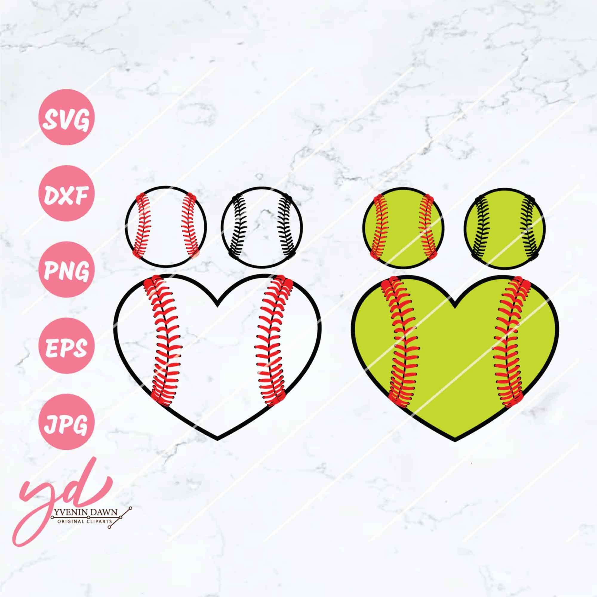Baseball Svg Softball Svg Baseball Heart Svg Softball - Etsy