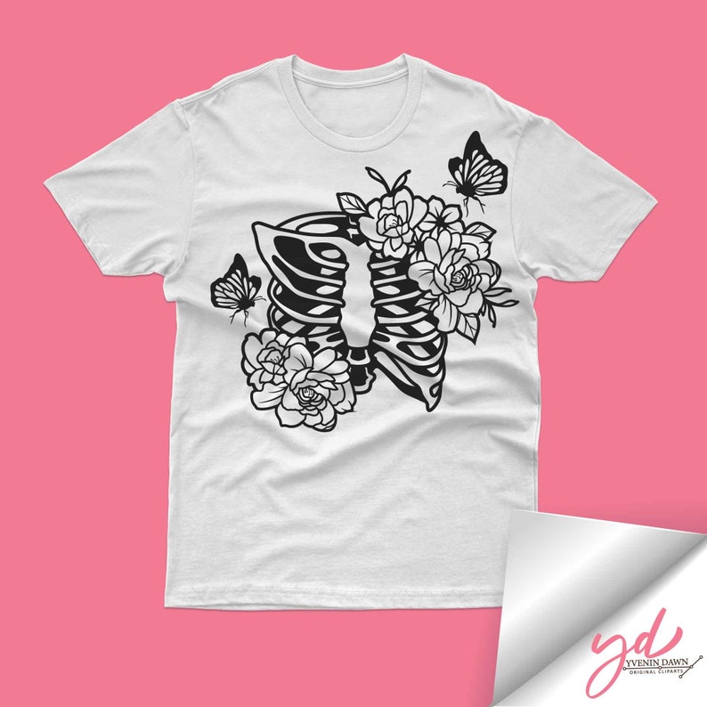 Rib Cage Floral Svg Ribcage With Flowers Svg File Floral - Etsy