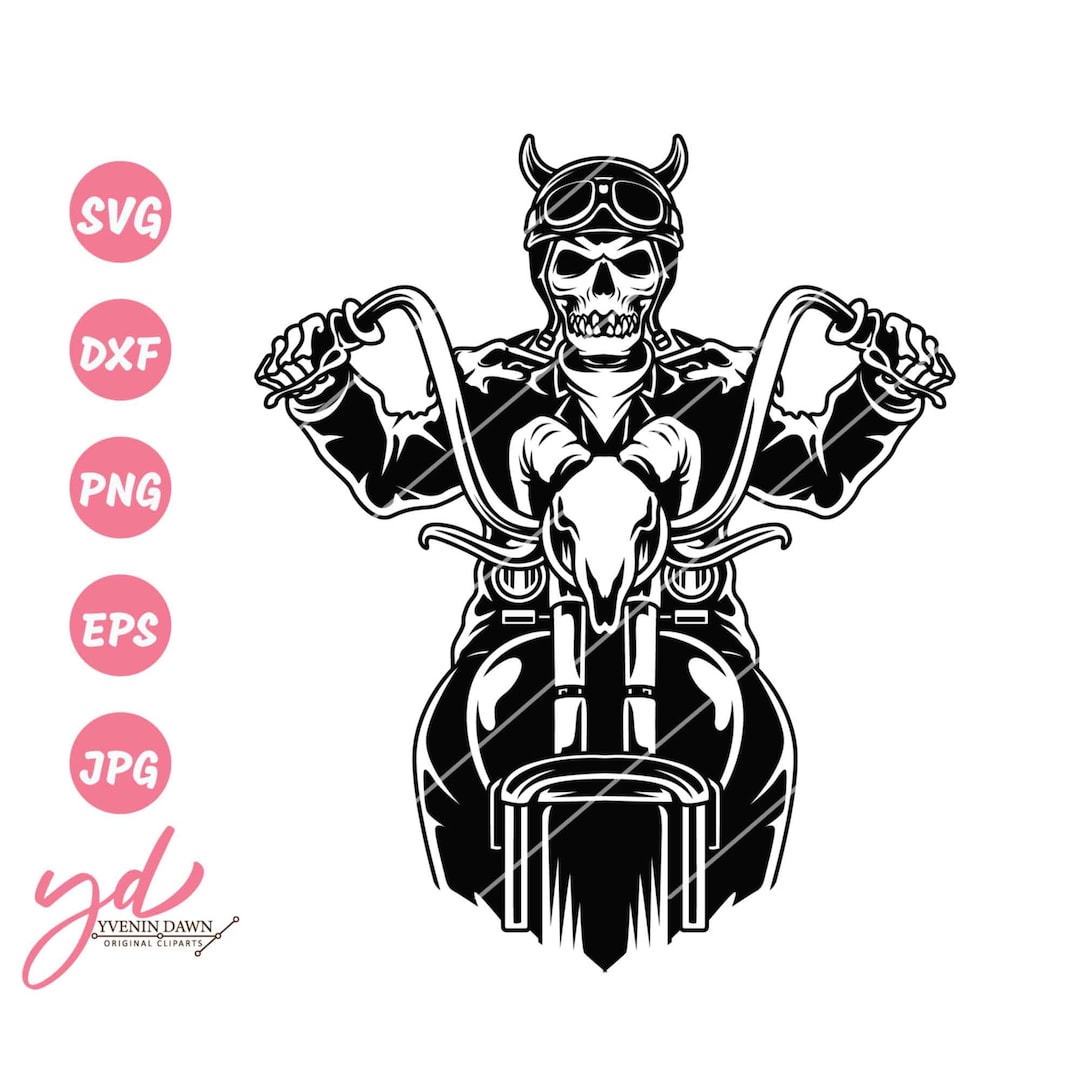 Biker Skull Svg File | Skeleton Rider | Skeleton Biker | Biker Skull ...