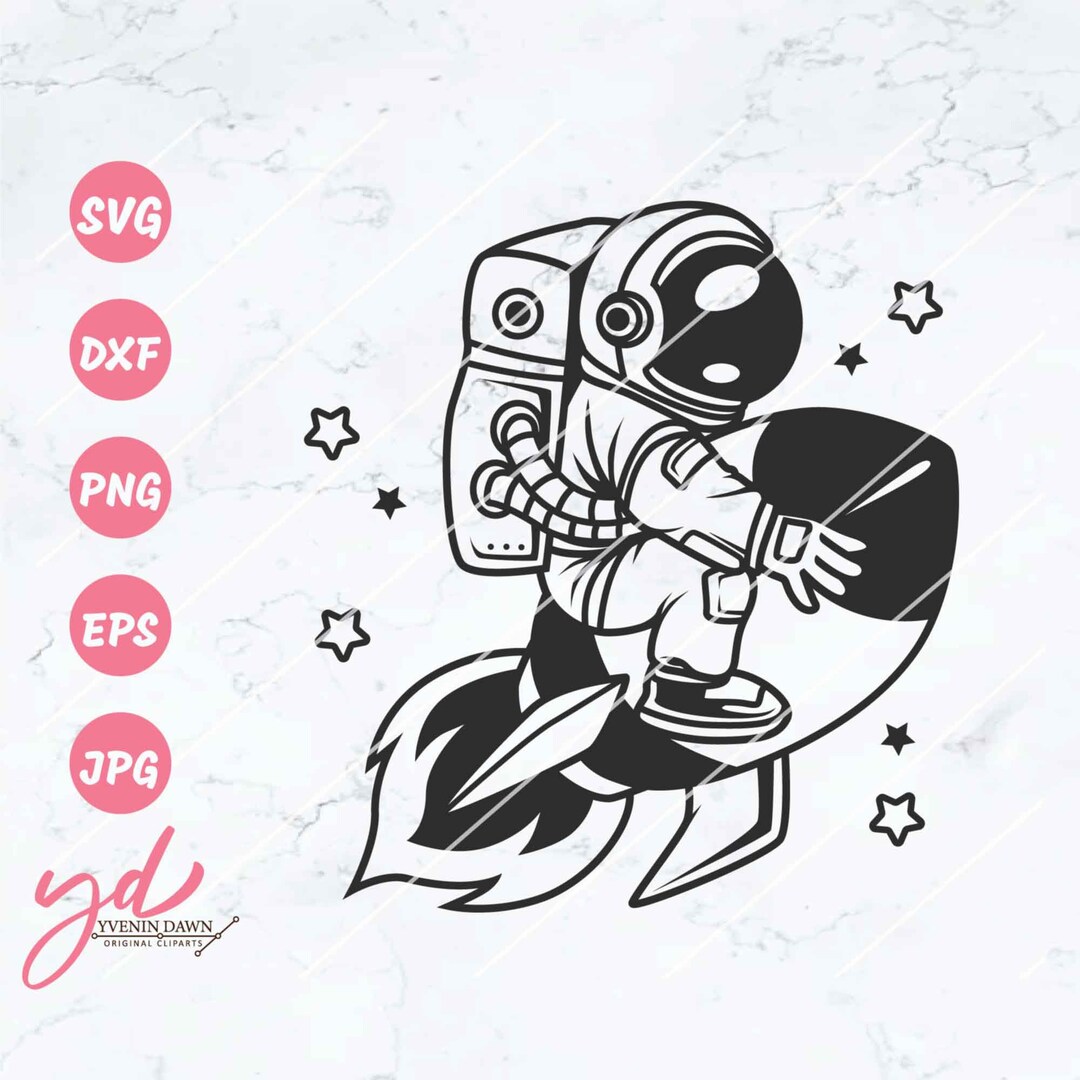 Cute Astronaut Riding a Spaceship Svg Png | Cute Astronaut Svg | Space ...