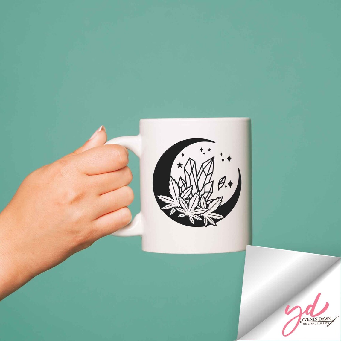 Weed Moon Svg Cannabis Crystal Moon Svg Weed Crystal Moon | Etsy