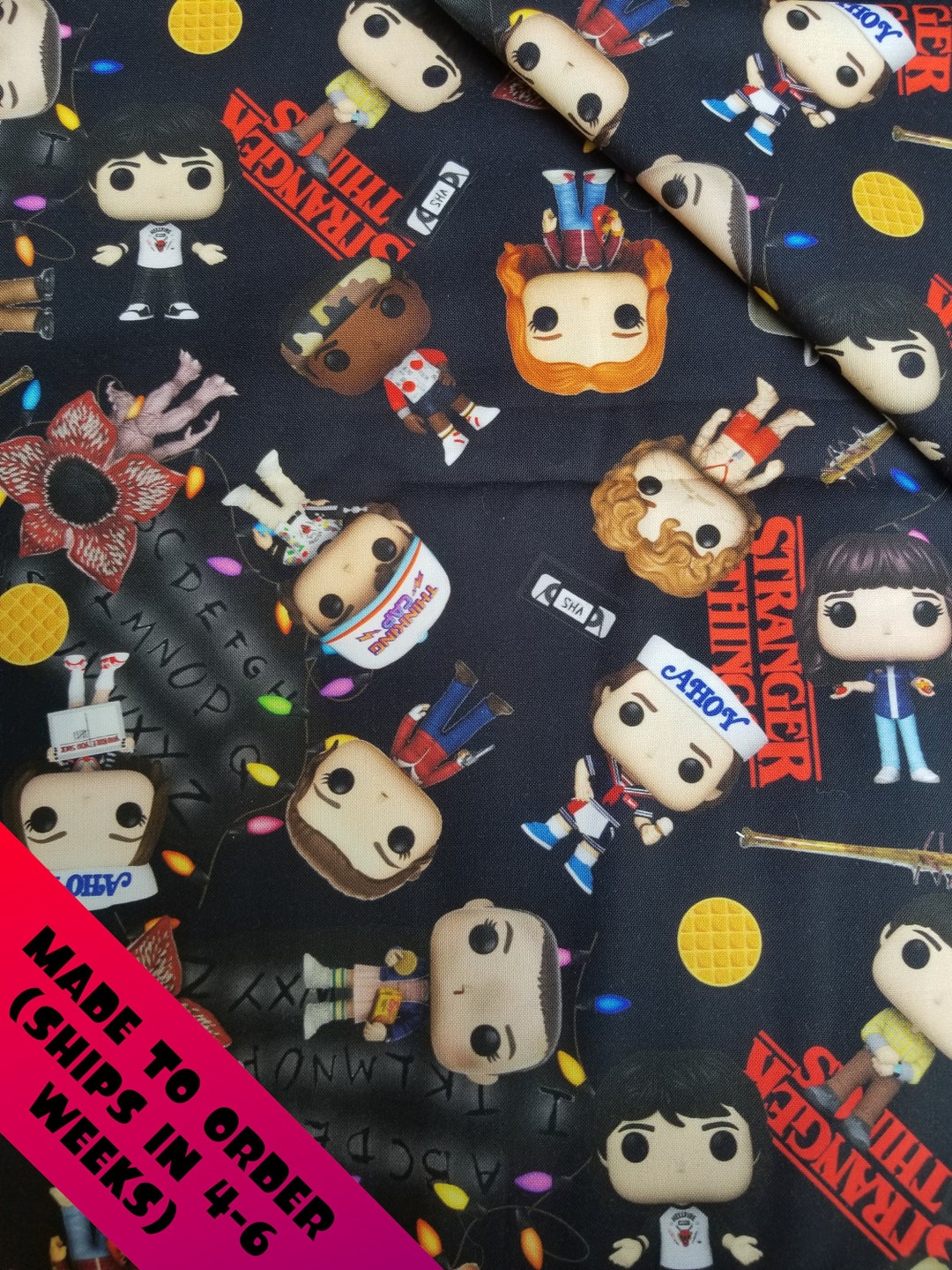 Stranger Things Funko Pops soft Cotton Fabric, MADE TO ORDER - Etsy
