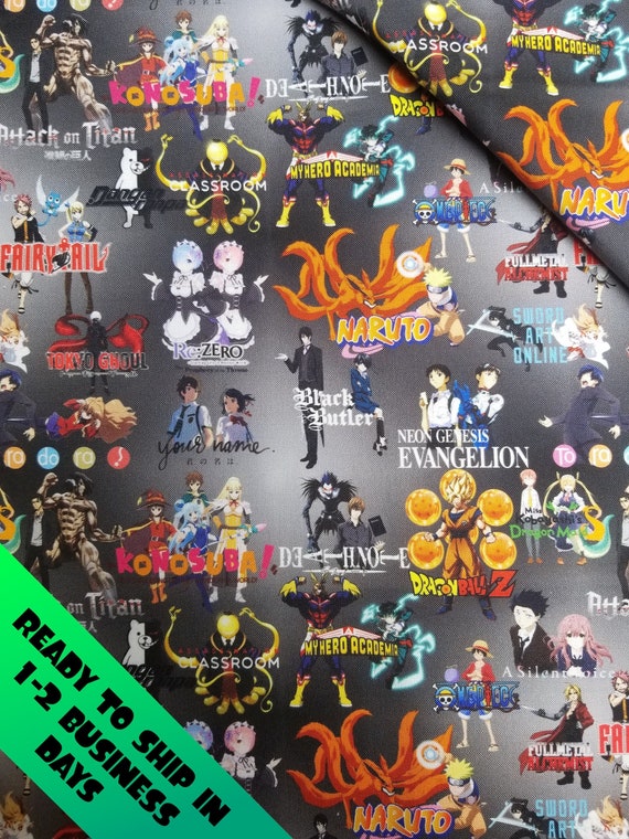 Anime Mashup soft Cotton Fabric READY TO SHIP - Etsy