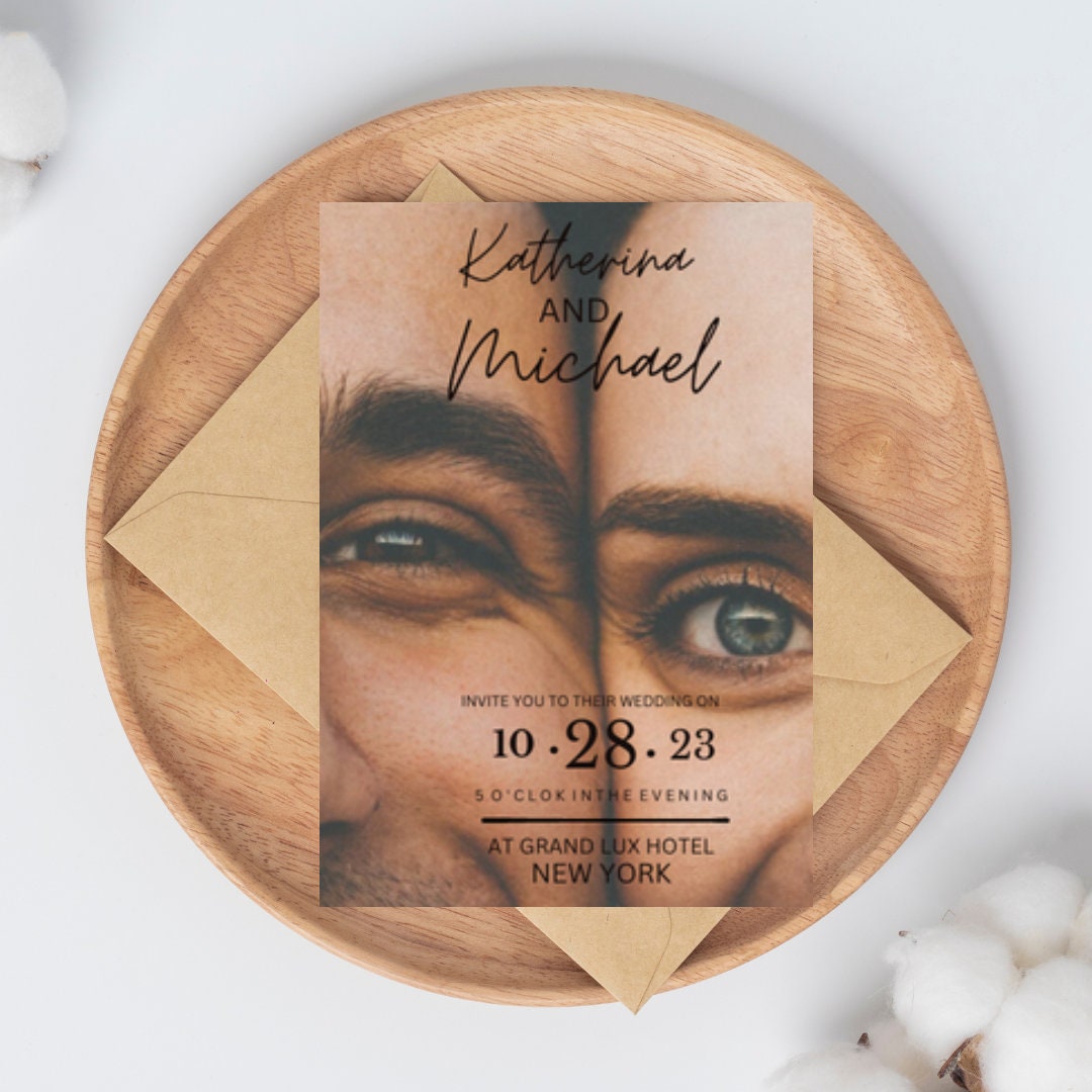 With Photo Wedding Invitation /editable Invitation Card/ With Photo ...