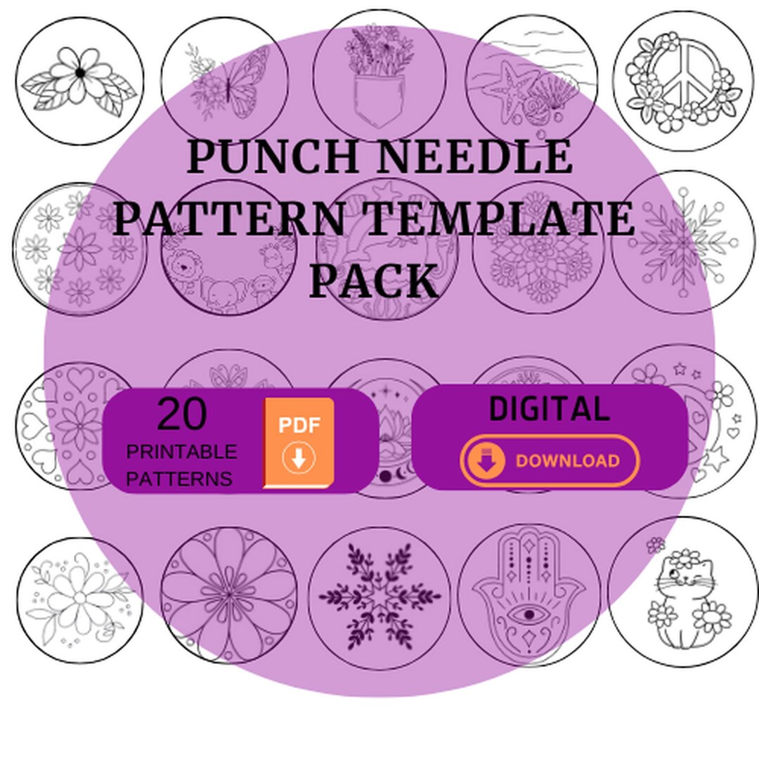 Punch Needle Patterns Template Embroidery Digital Printable PDF ...