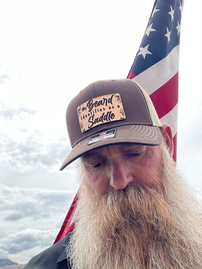 My Beard Identifies as A Saddle, Custom, Real Leather Patch. Richardson ...